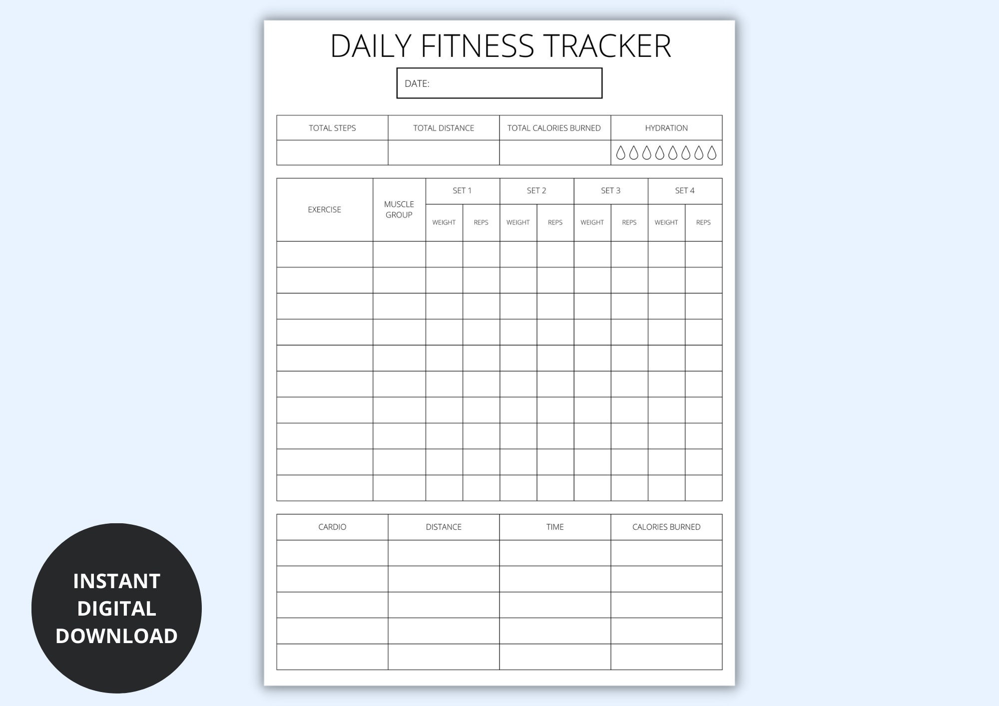 Daily Fitness Tracker, Workout Planner, Weight Loss Chart, Diet Journey ...