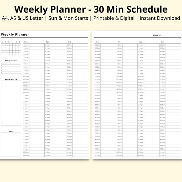 Weekly Time Sheet Printable - Etsy
