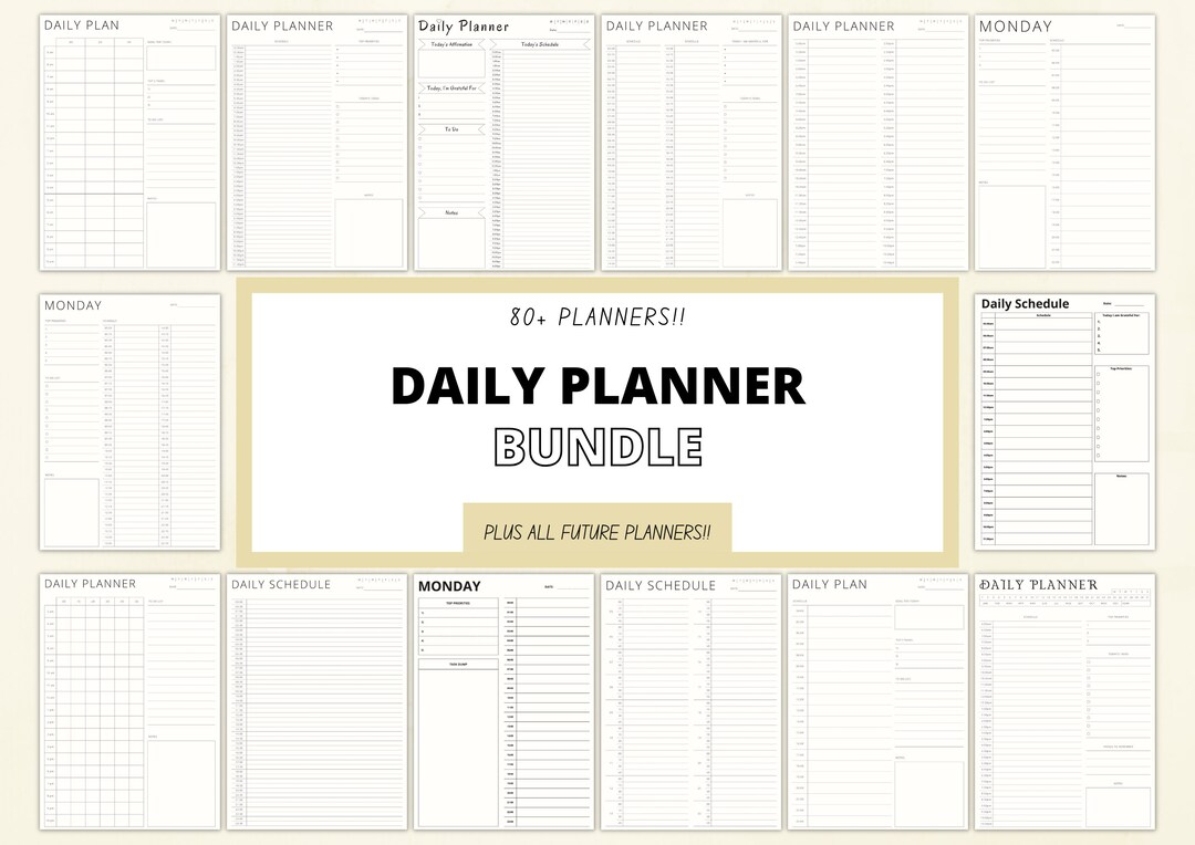 Daily Planner Bundle - Daily Schedule Templates, Daily Tasks Lists ...