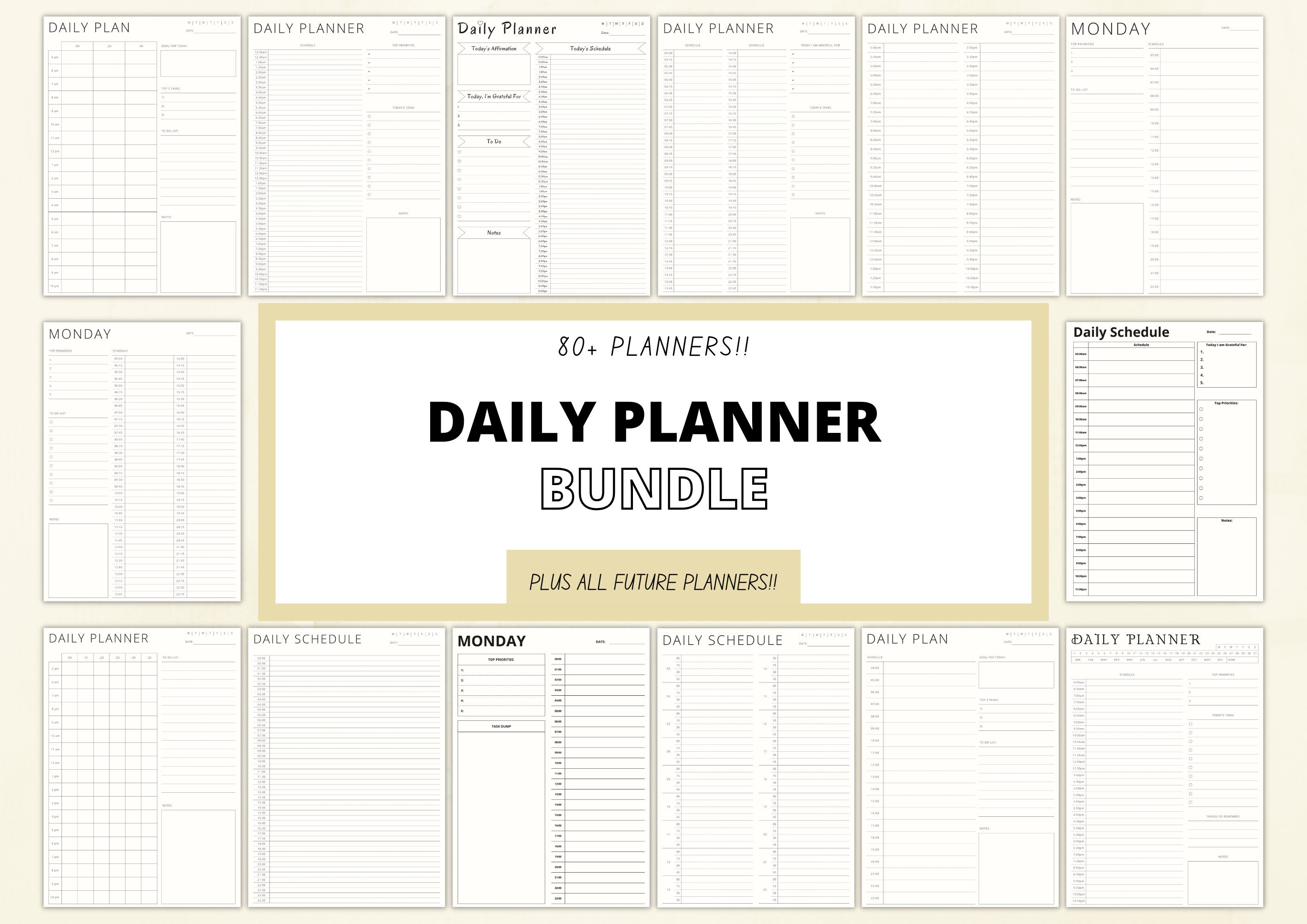 Daily Planner Bundle - Daily Schedule Templates, Daily Tasks Lists ...