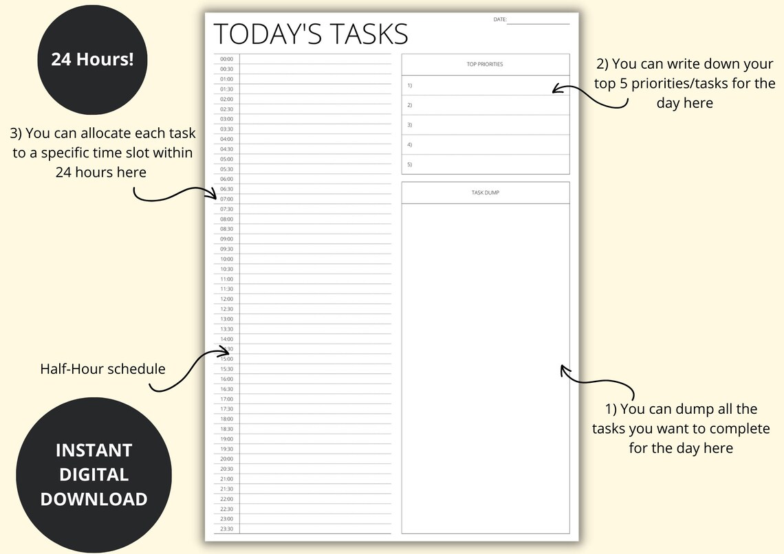 Timebox Planner, Time Block Template, Daily Planner, 24 Hour Planner ...