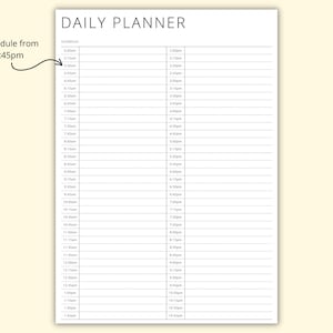 15 Minute Daily Planner Printable, Time Blocking Template, Day on 2 ...