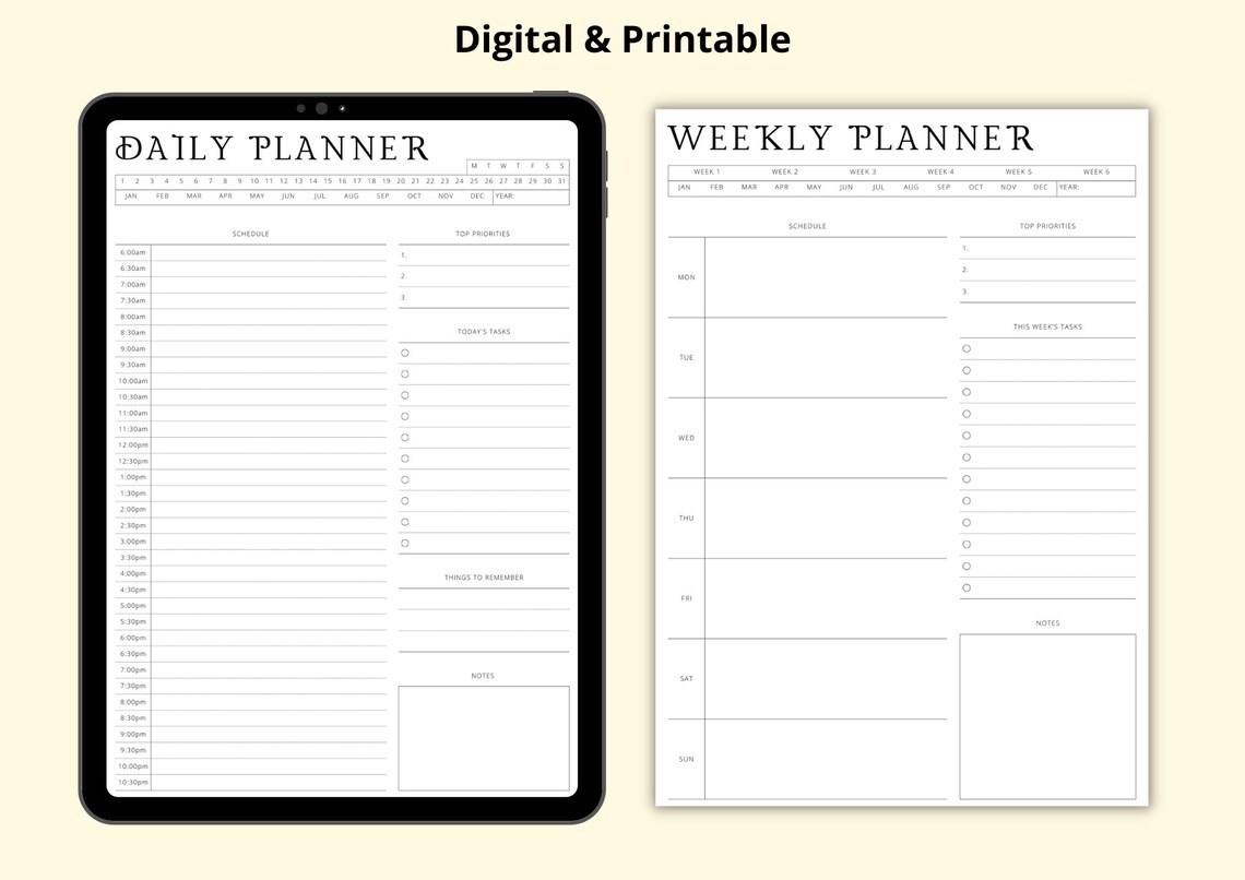 Planner Bundle Daily Weekly and Monthly Planner Templates, Productivity ...