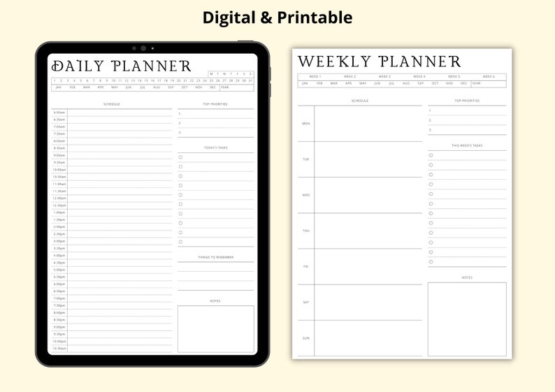 Planner Bundle Daily Weekly and Monthly Planner Templates, Productivity ...