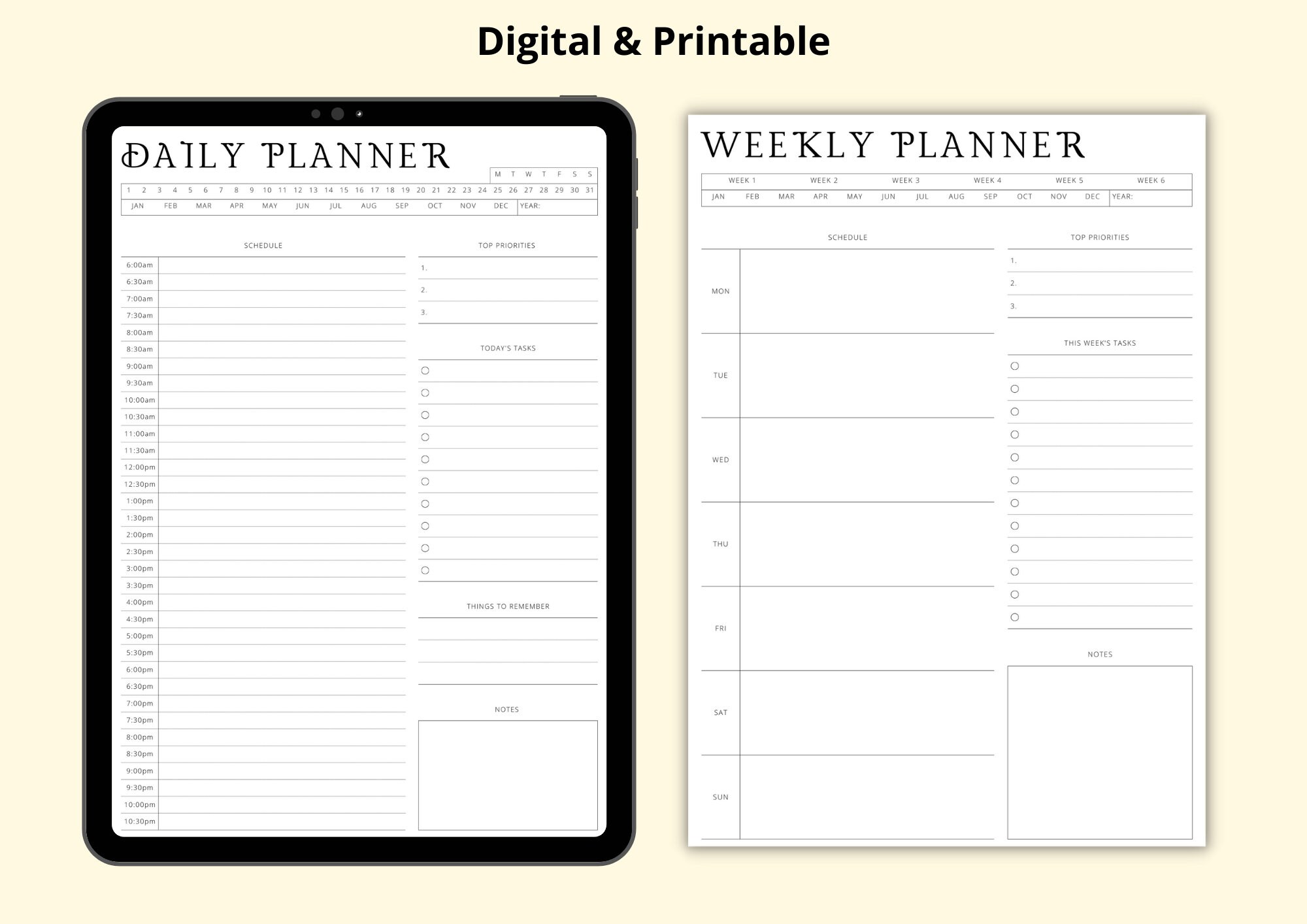 Planner Bundle Daily Weekly and Monthly Planner Templates, Productivity ...