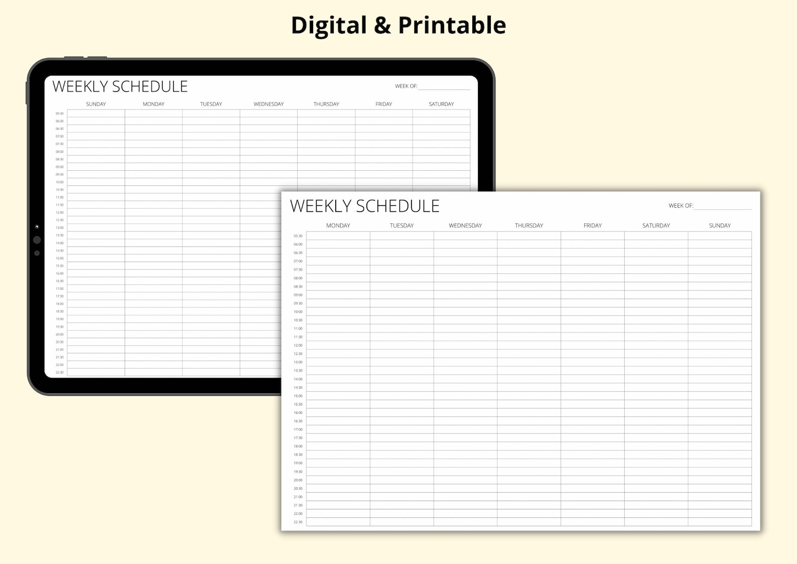 Weekly Time Block Planner, 7 Day Timetable Sheet, 30 Minute Interval ...