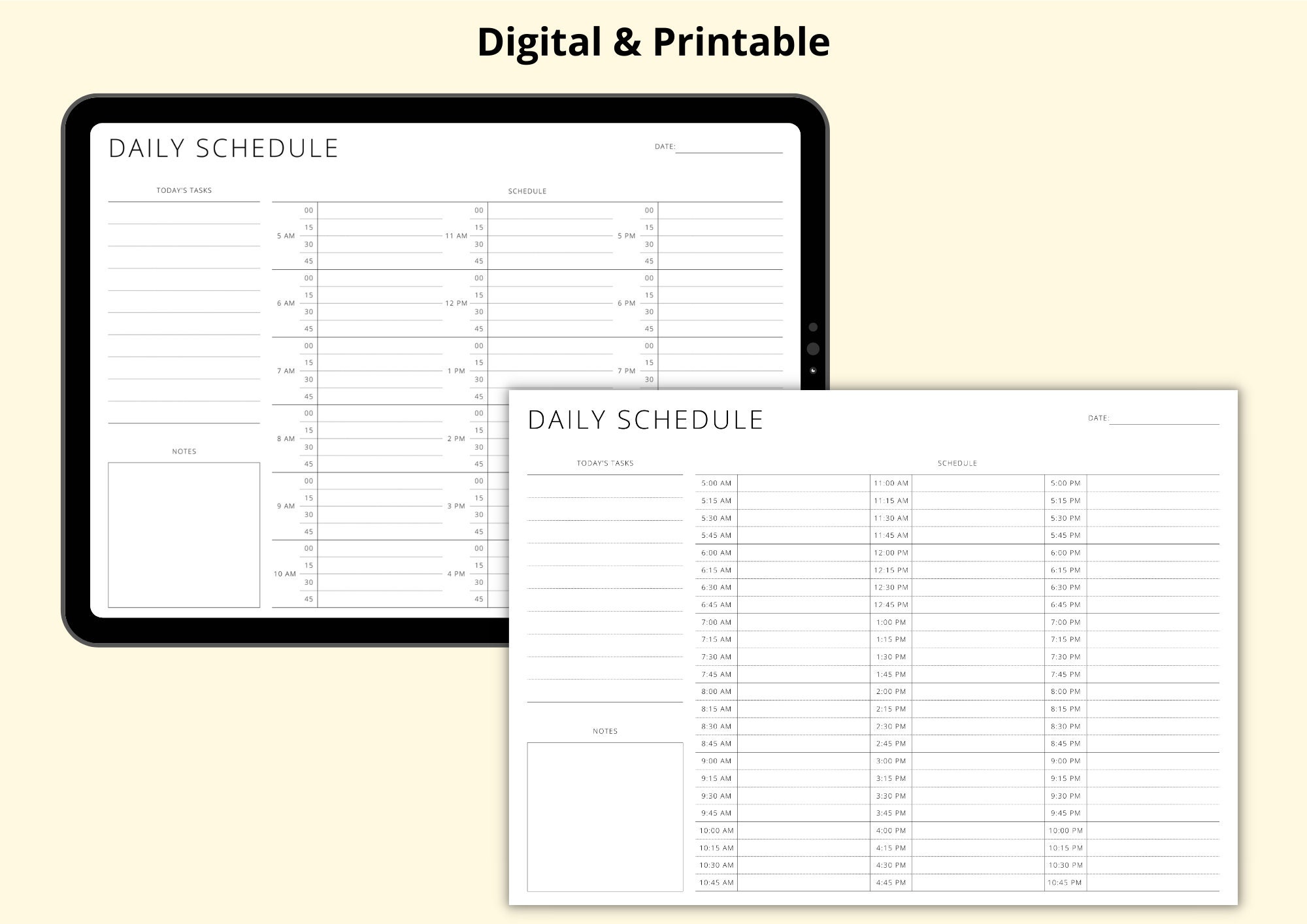 Plantilla De Horario Diario Con Intervalos De 15 Minutos