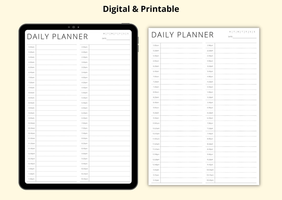 20 Minute Interval Planner, Time Blocking Planner, Appointment Tracker ...
