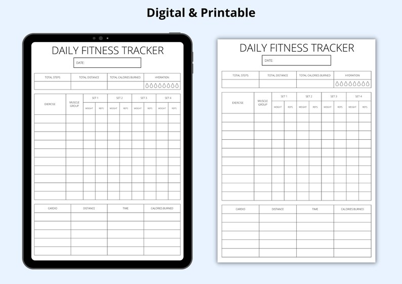Daily Fitness Tracker, Workout Planner, Weight Loss Chart, Diet Journey ...