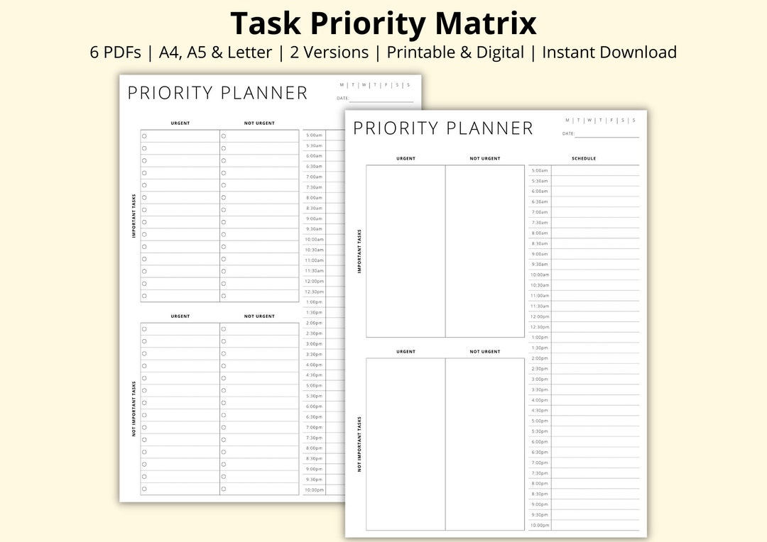 Task Priority Matrix, Decision Matrix, Eisenhower Matrix, Action ...