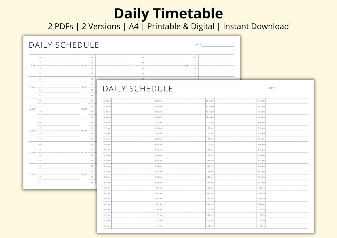 Daily Timetable Sheet 15 Minute Increments Appointment Book - Etsy