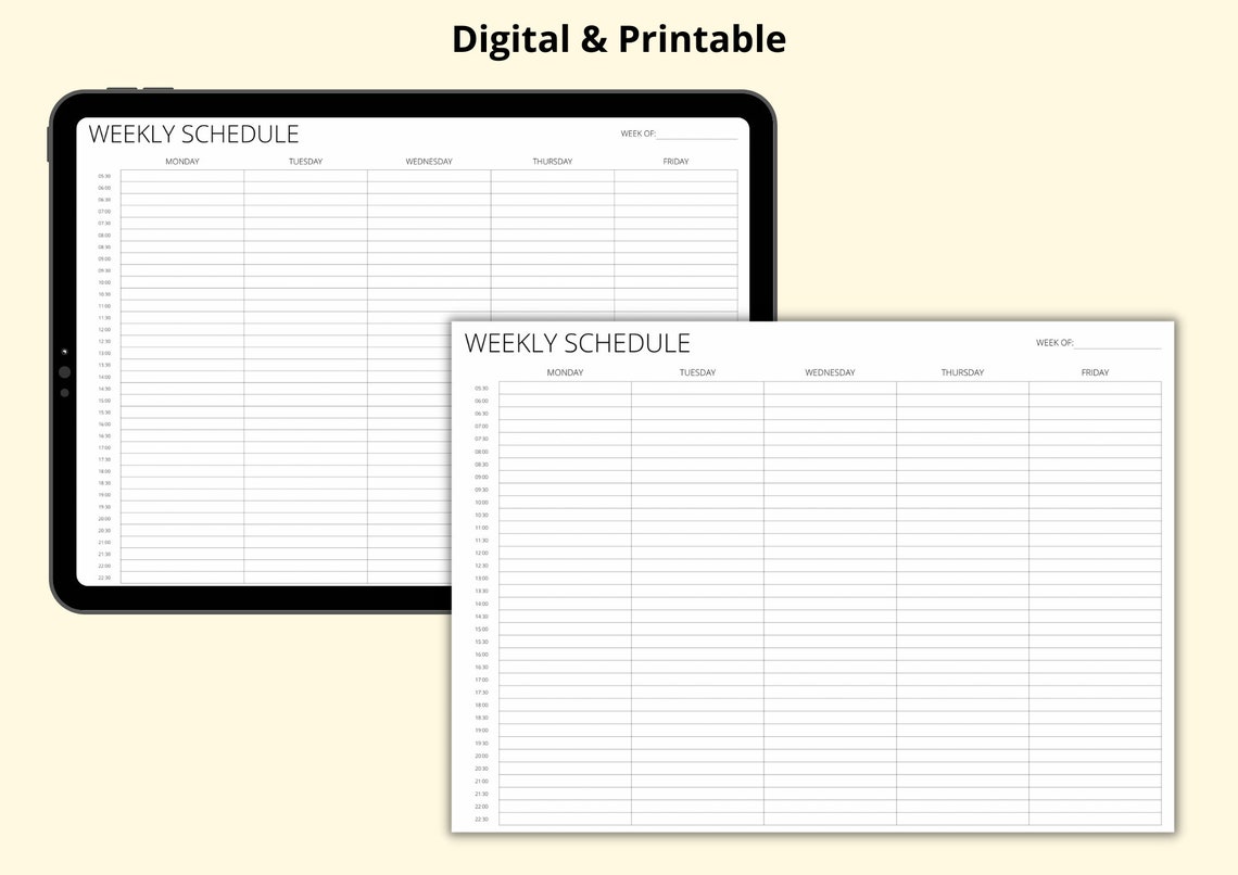 Time Block Planner, Printable Weekly Planner Template, 5 Day Planner ...