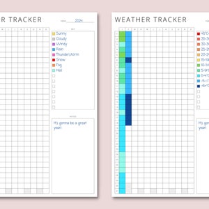 Weather Tracker, Temperature Tracker Sheet, Yearly Pixels Tracker ...