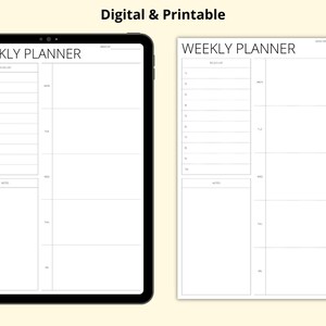 5 Day Planner, Weekly Planner Template, Week at a Glance, Weekly ...