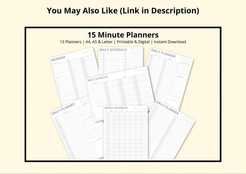 Daily Timetable Sheet, 15 Minute Increments, Appointment Book, Daily ...