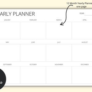 Year at a Glance, Yearly Overview, Yearly Planner, Blank Annual Planner ...
