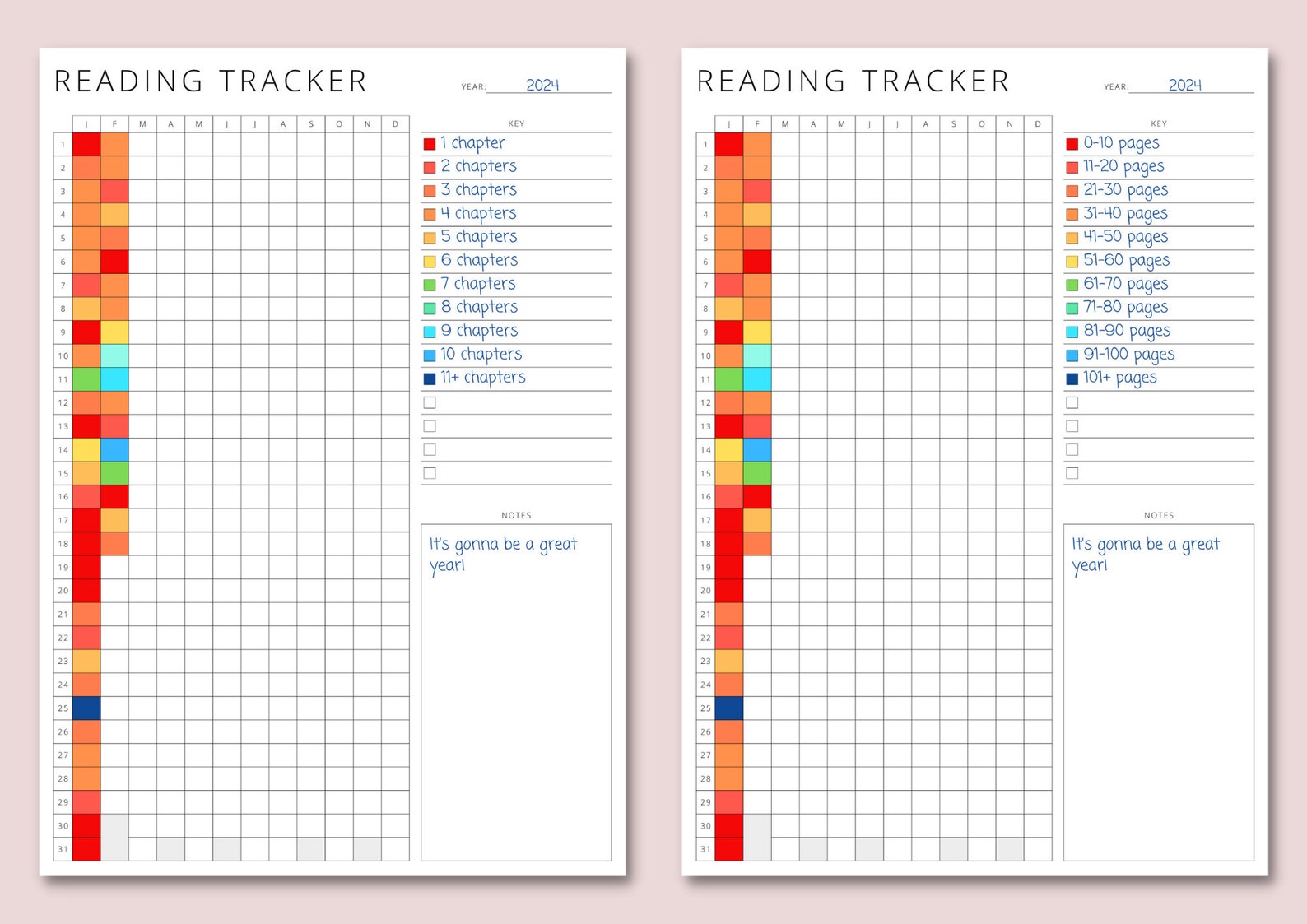 Reading Tracker, Book Progress Log, Annual Reading Challenge, Yearly ...