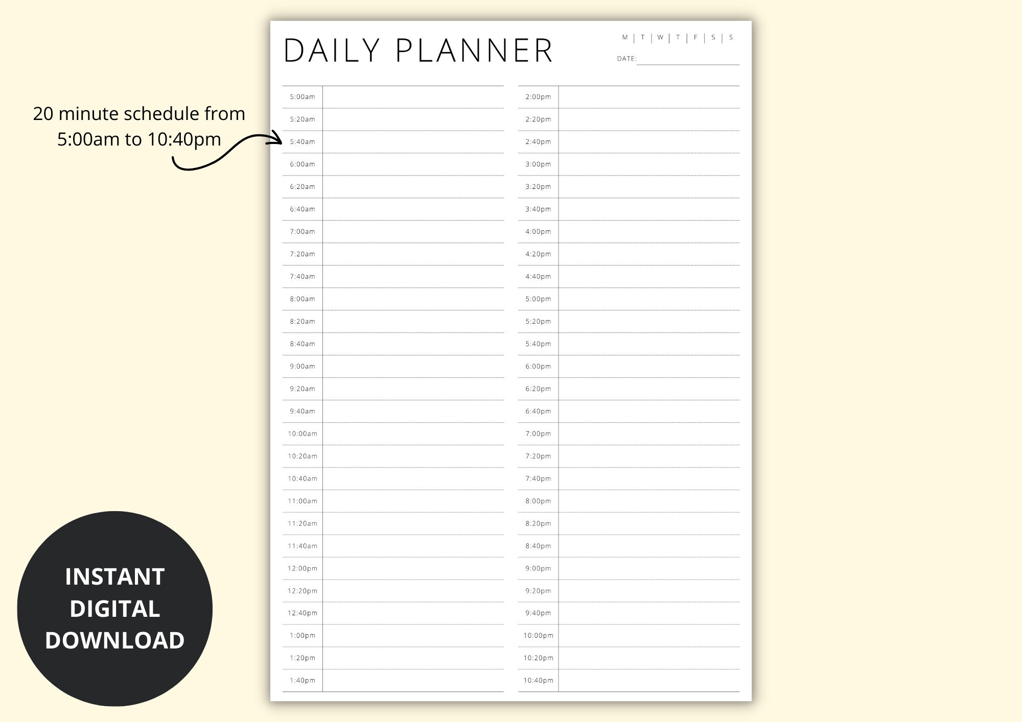 20 Minute Interval Planner, Time Blocking Planner, Appointment Tracker ...