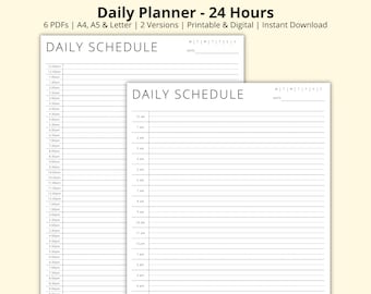 24 Hour Daily Planner, 30 Minute Intervals, Hourly Time Blocking PDF ...