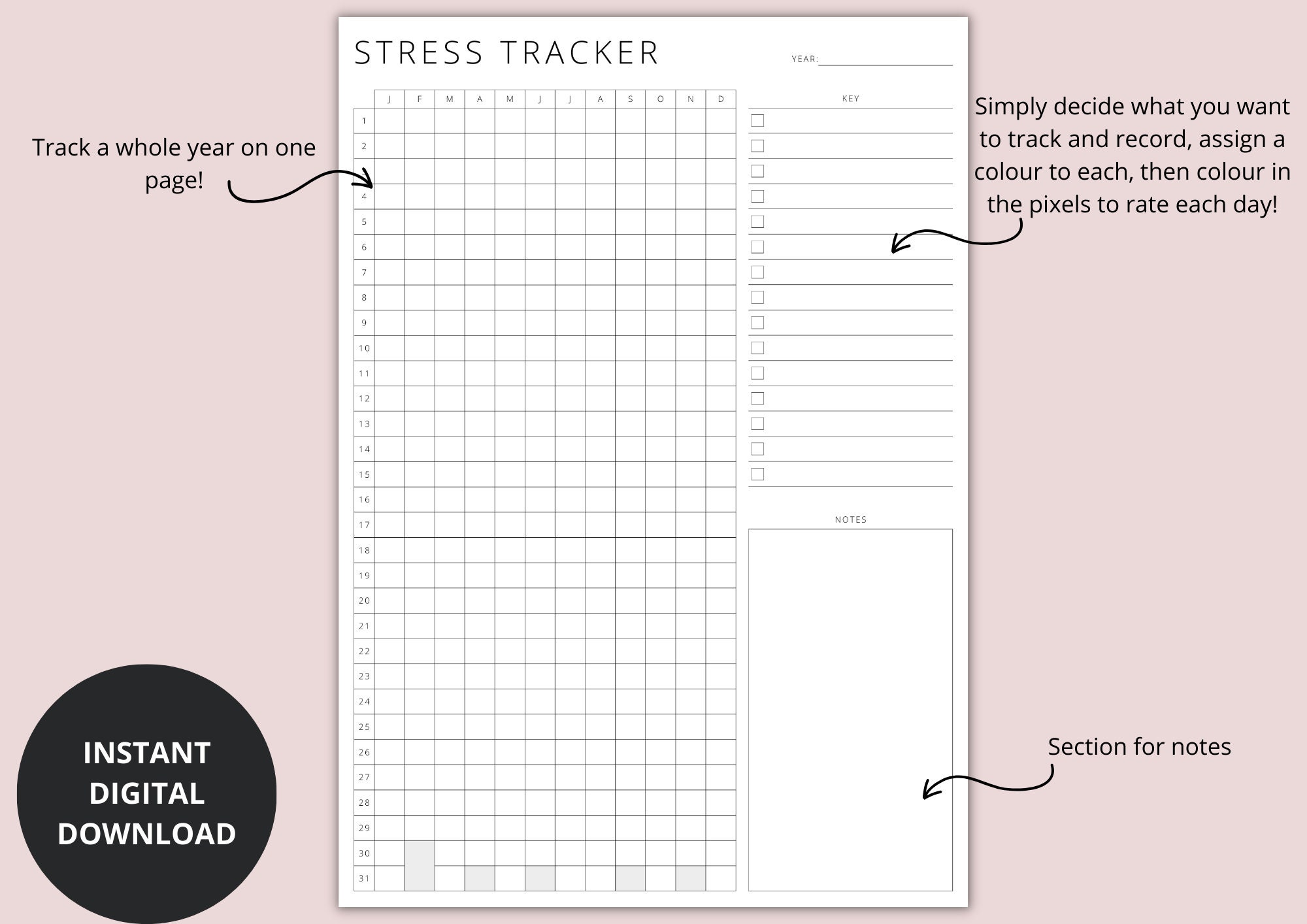 Stress Tracker, Mental Health Tracker, A Year in Pixels, Daily Mood Log ...
