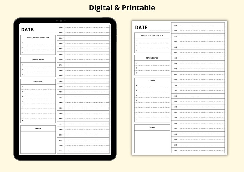 Daily Planner, Half Hourly Schedule, 24 Hour Planner Template, Daily to ...