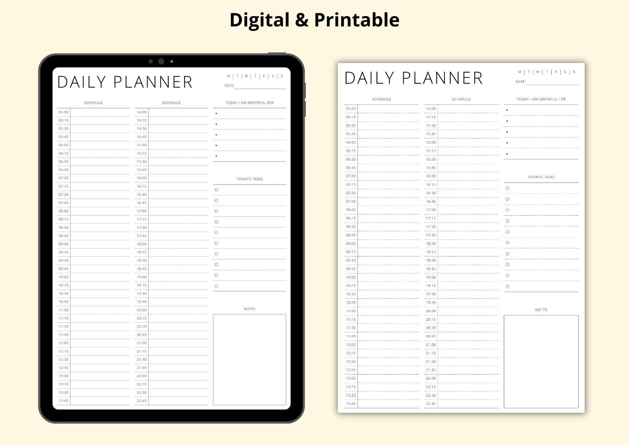 15 Minute Planner, Daily Time Blocking PDF, 15 Minute Interval, Day ...