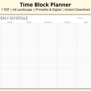 Time Block Planner Printable Weekly Planner 5 Day Planner - Etsy