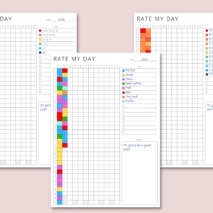 Rate My Day, Daily Rating, A Year in Pixels, Yearly Mood Tracker PDF ...