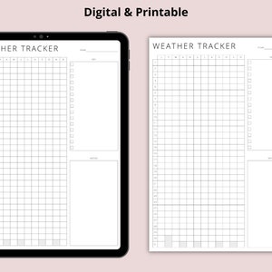Weather Tracker, Temperature Tracker Sheet, Yearly Pixels Tracker ...