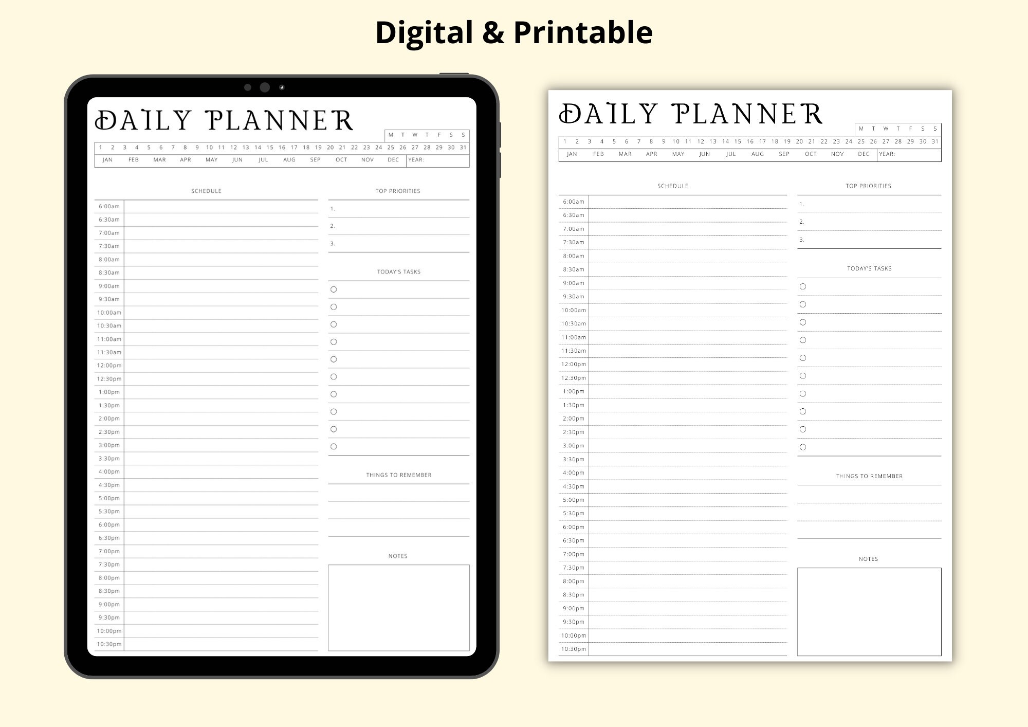Daily Planner, Time Blocking Template, Half Hour Schedule, Daily Agenda ...