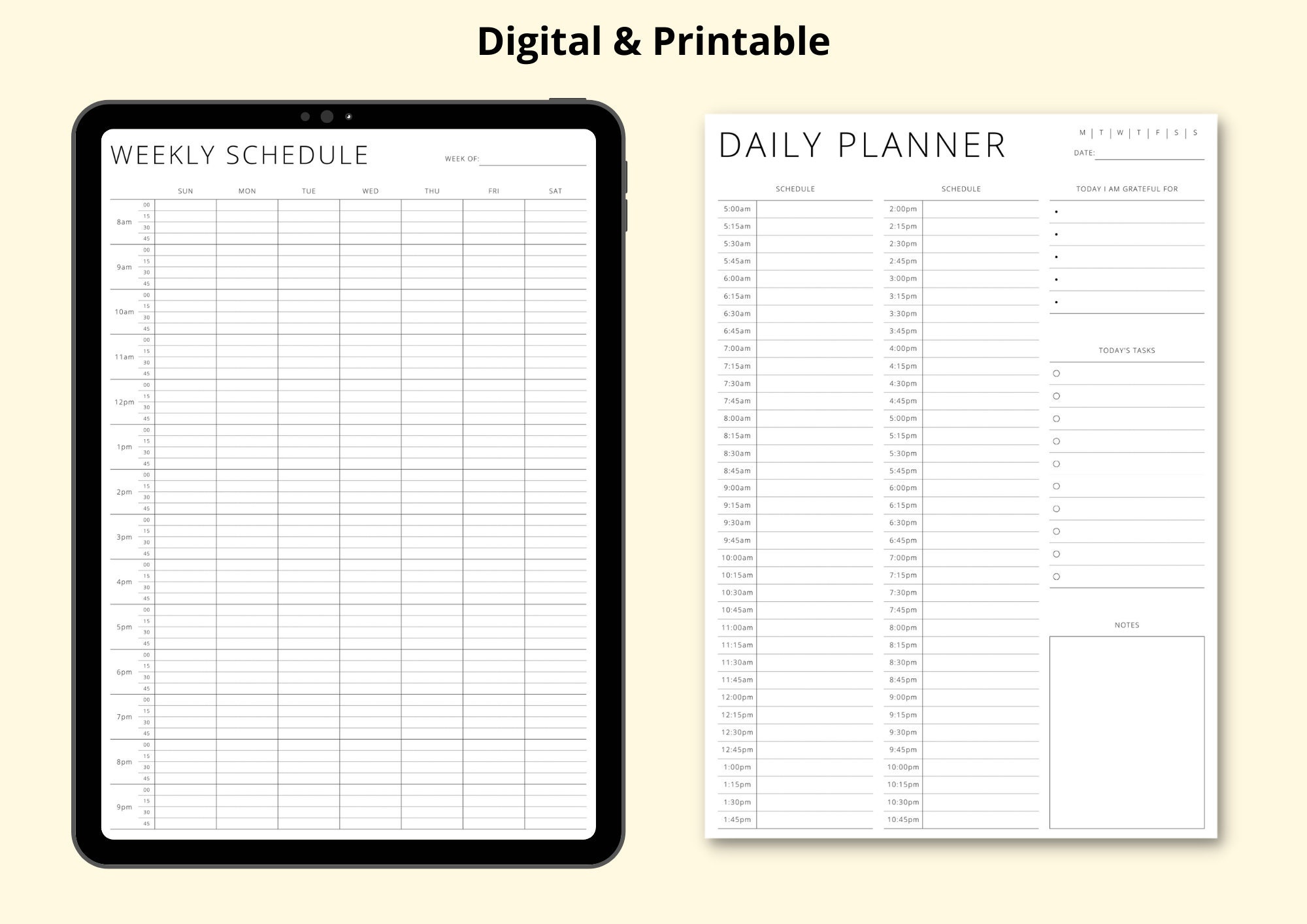 15 Minute Planner, Daily & Weekly Time Blocking Pdfs, Schedule ...