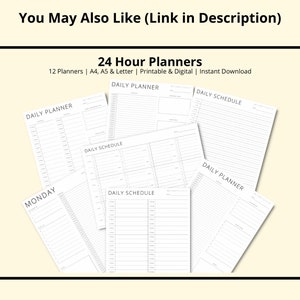 24 Hour Weekly Schedule, Week at a Glance, Weekly Time Blocking Planner ...