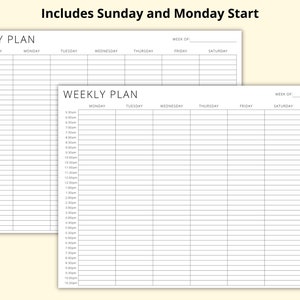 Weekly Time Block Planner, 7 Day Plan, 30 Minute Increments, Week at a ...