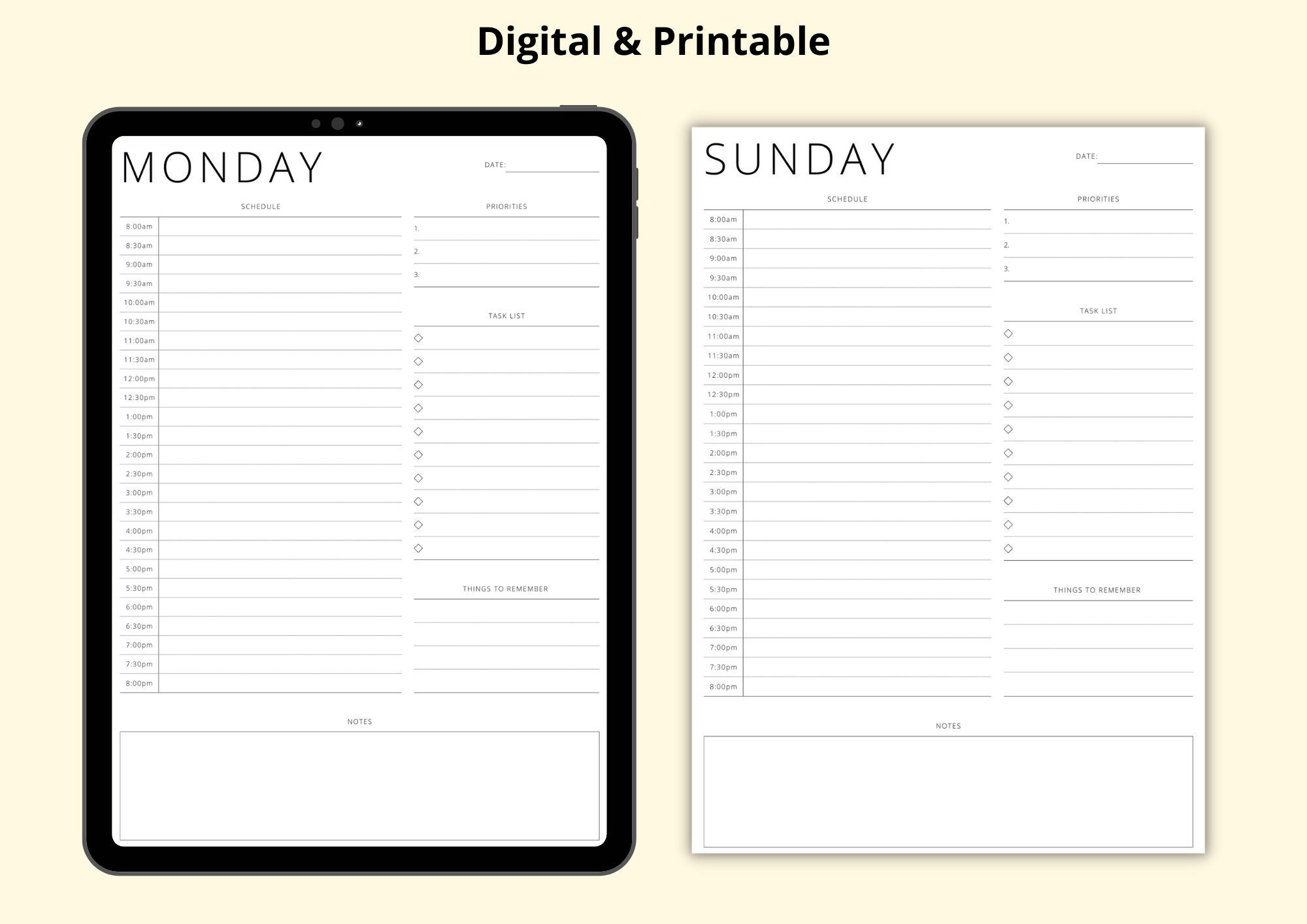 7 Day Planner Template, Daily Time Blocking Planner, 30 Minute Schedule ...