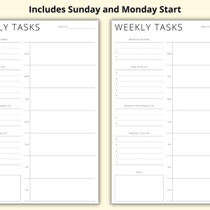 Work From Home Weekly Planner Template, Work Schedule, Week at a Glance ...