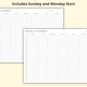 24 Hour Weekly Schedule, Week at a Glance, Weekly Time Blocking Planner ...