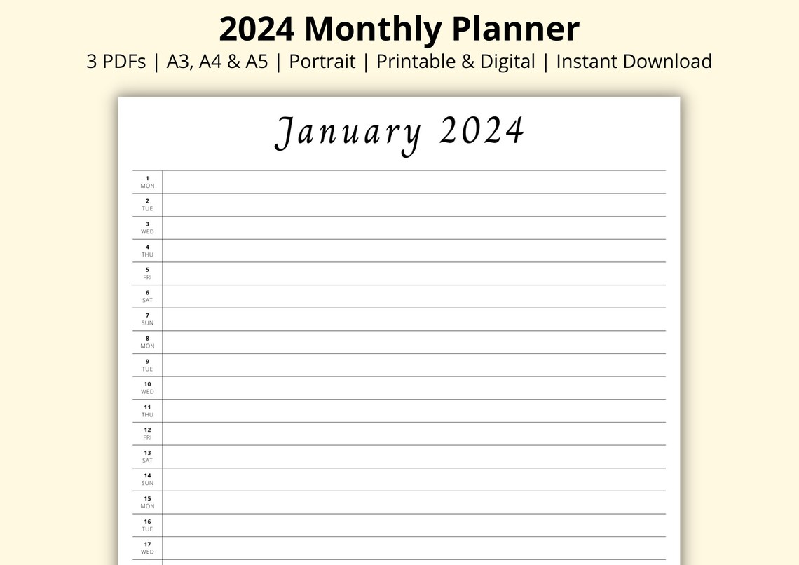 2024 Monthly Planner 12 Monthly Overview Annual Planner - Etsy