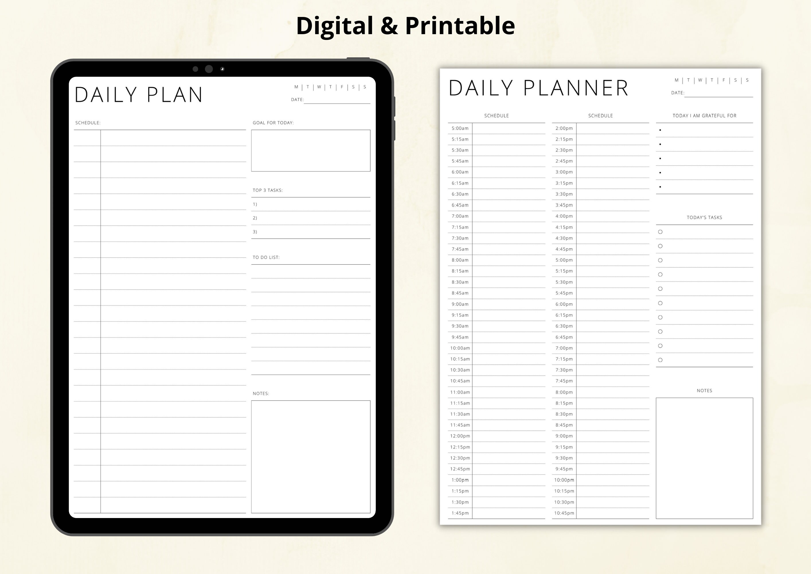 Daily Planner Bundle Daily Schedule Templates, Daily Tasks Lists, Daily ...