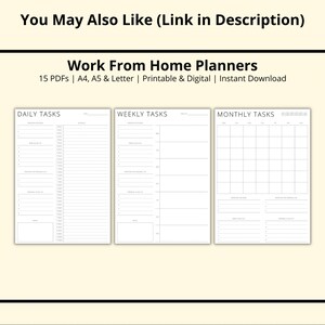 Work From Home Weekly Planner Template, Work Schedule, Week at a Glance ...