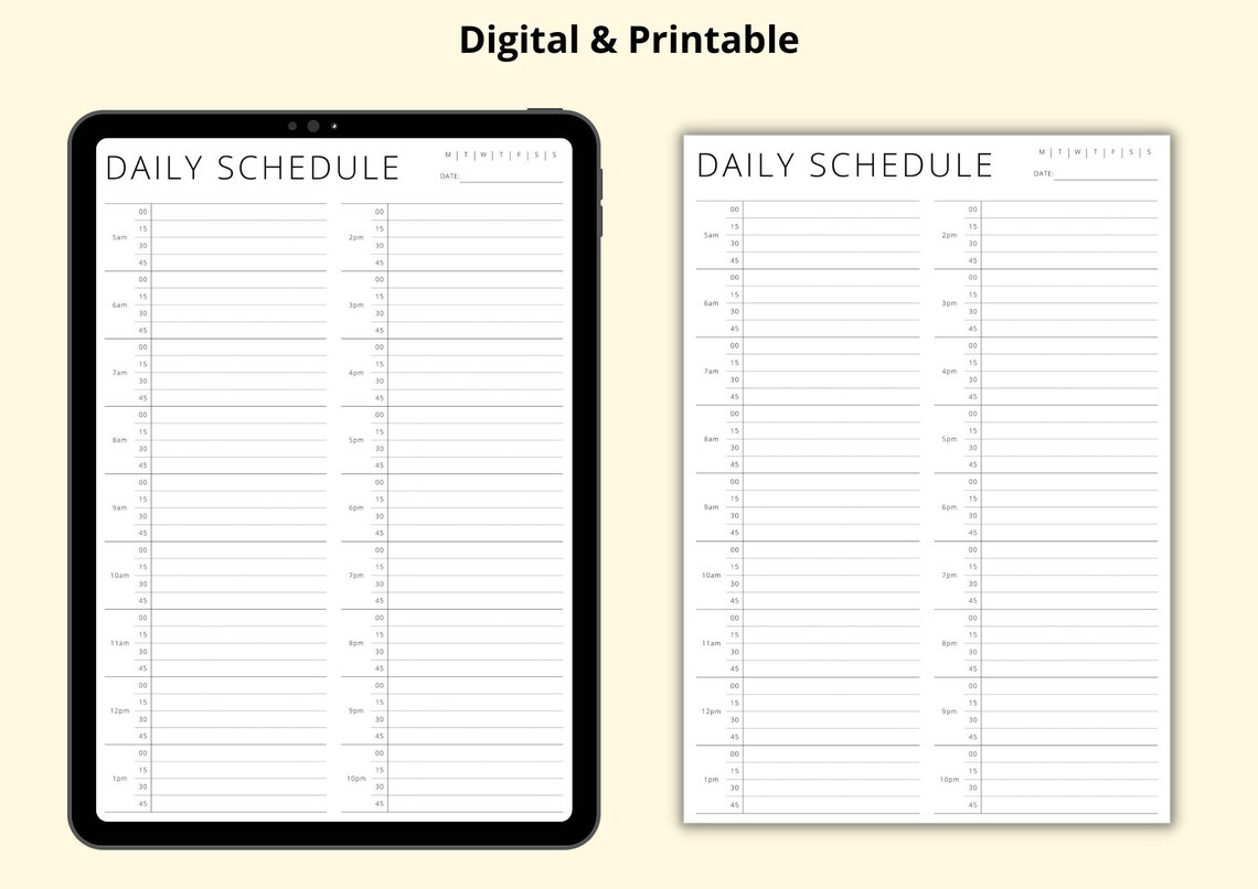 15 Minute Daily Planner, Appointment Organiser, Daily Overview, Time Block Planner Template, Day ...