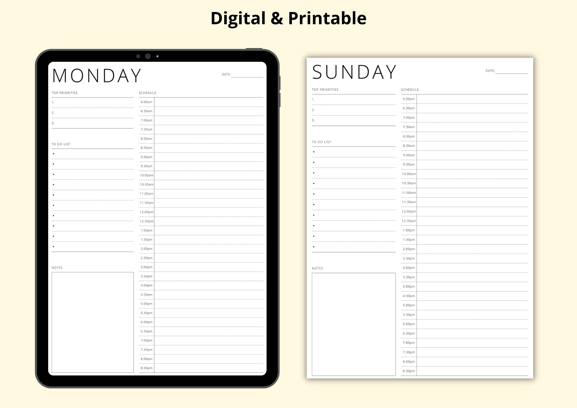 Daily Planner, 7 Day Time Block Template, Half Hourly Planner, 30 ...