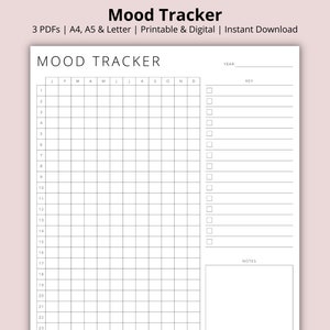 Mood Tracker, Daily Mood Log, A Year in Pixels, Annual Emotion Tracker ...