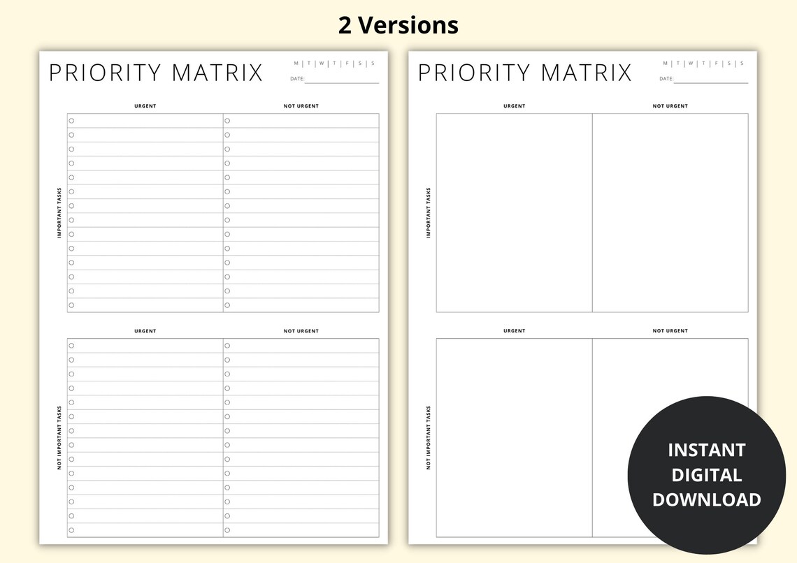 Priority Matrix, Decision Matrix, Eisenhower Matrix, Tasks Management ...