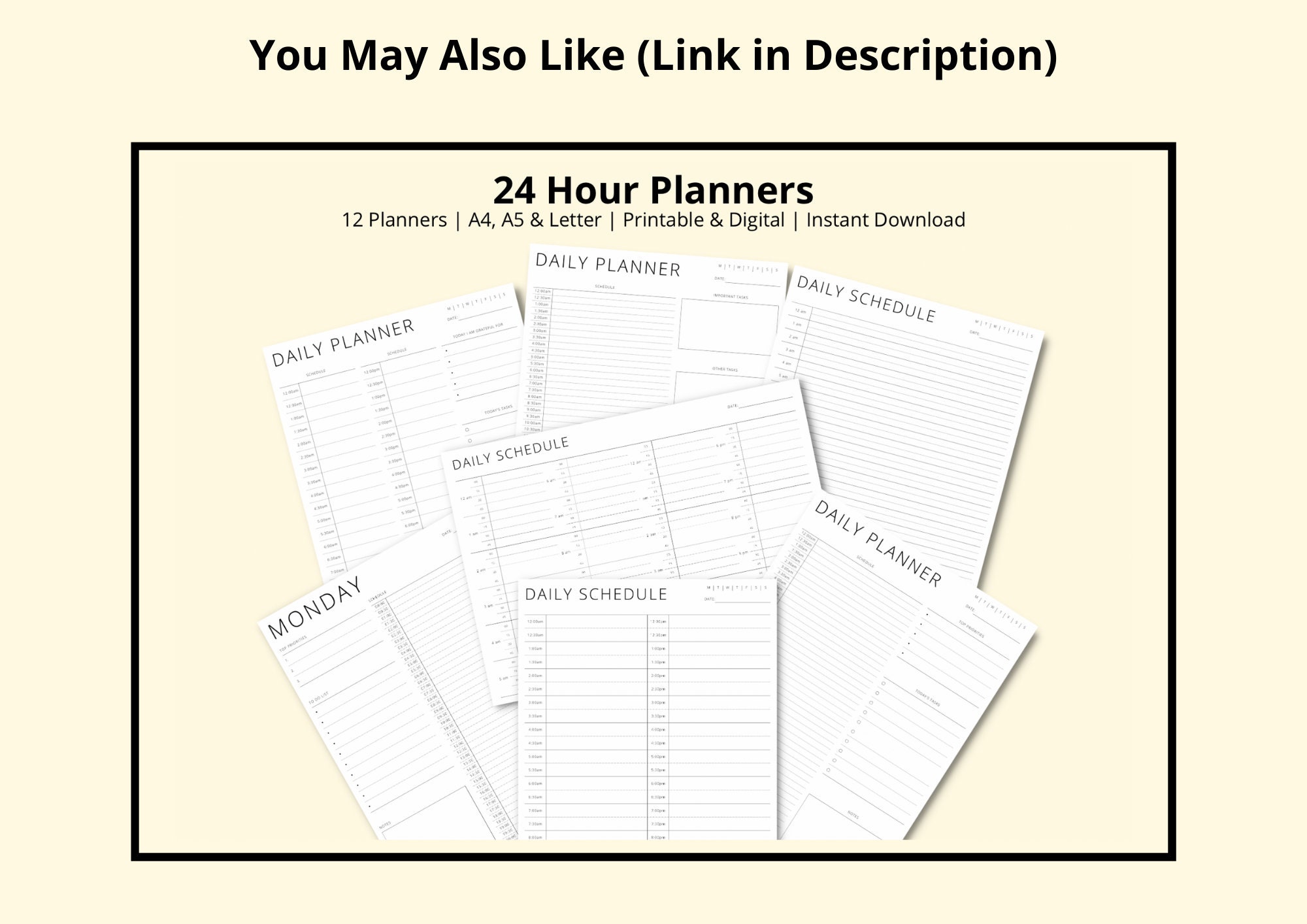 Daily Planner, 24 Hour Planner, 30 Minute Schedule, Time Blocking PDF ...