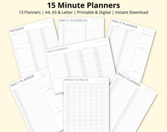 15 Minute Planner, Printable Weekday Schedule, Time Blocking, A4/a5 ...