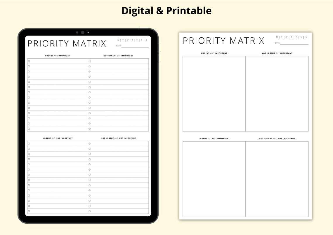 Priority Matrix, Eisenhower Matrix, Decision Matrix, Daily Task ...