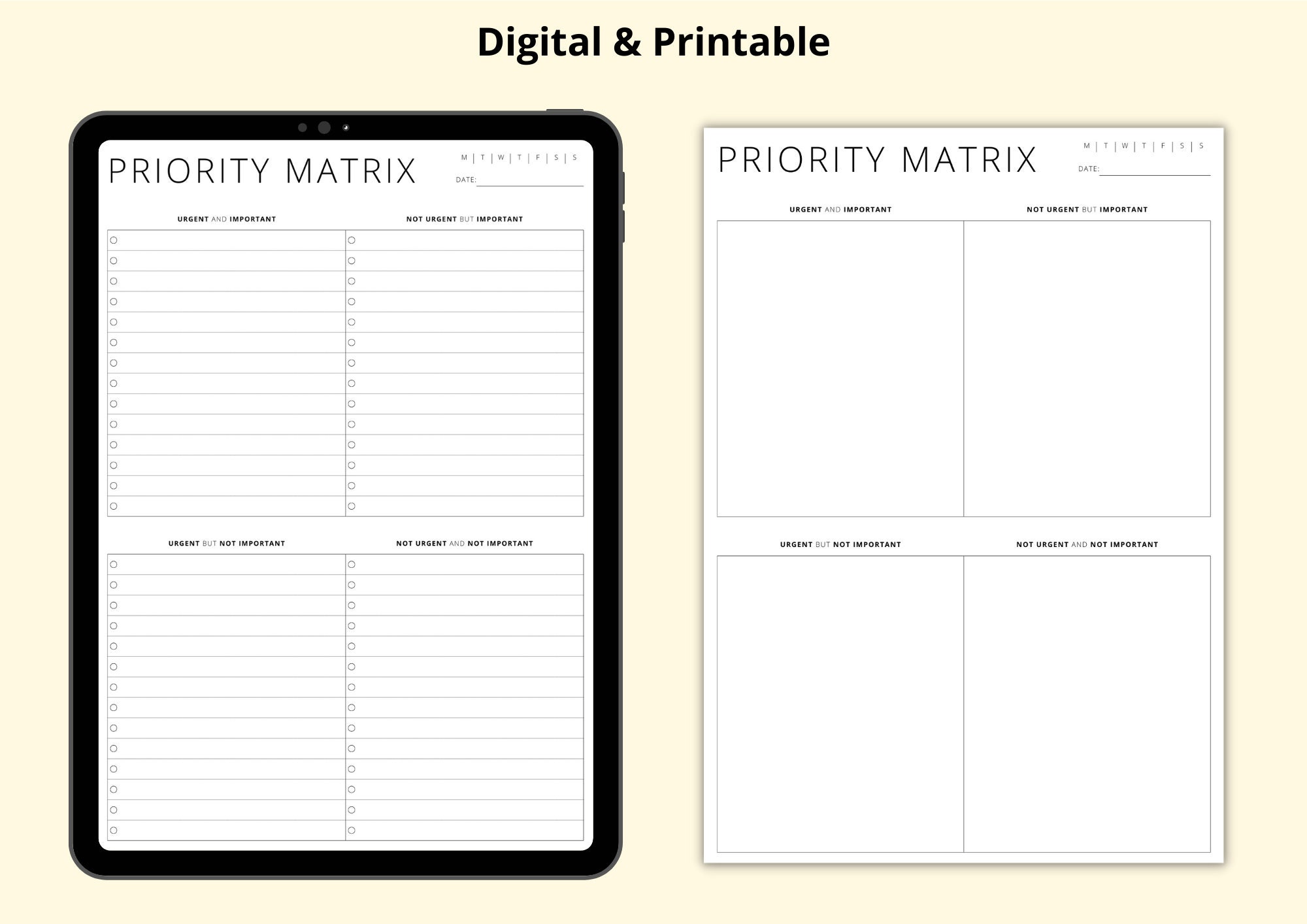 Priority Matrix, Eisenhower Matrix, Decision Matrix, Daily Task ...