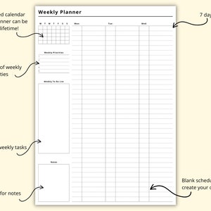 Blank Weekly Schedule, Time Block PDF, 7 Day Timetable Sheet, Wo2p ...