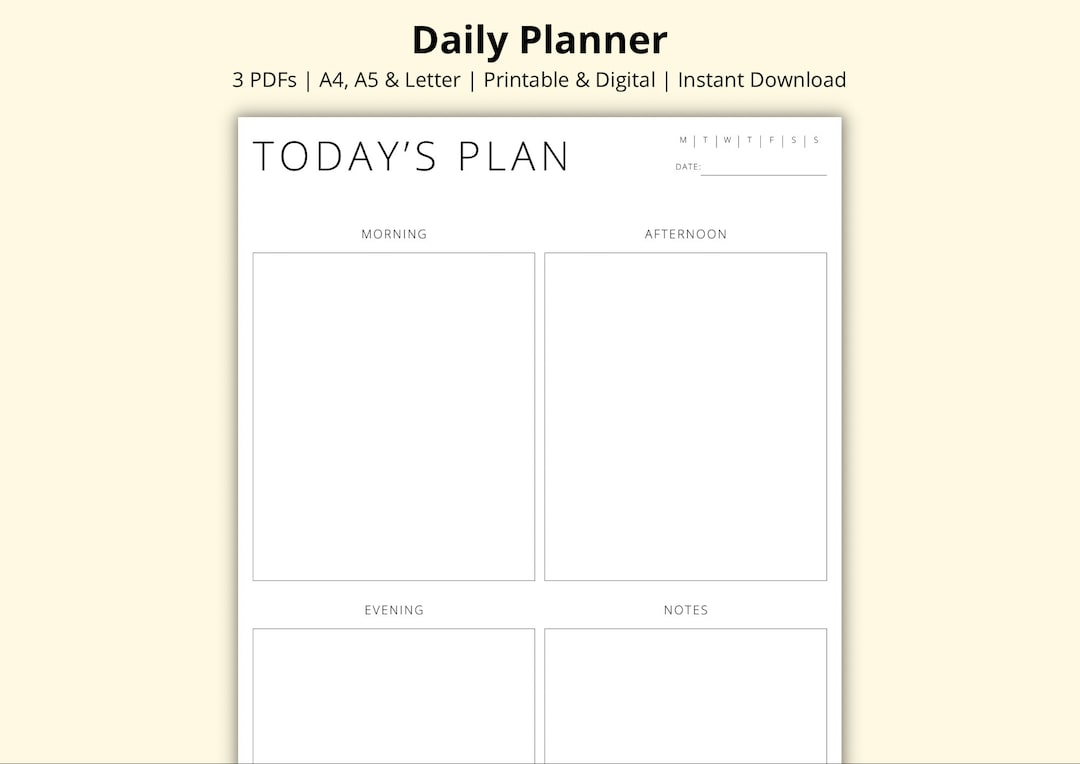 Daily Planner, Morning Afternoon Evening Routine, Day Schedule Template ...