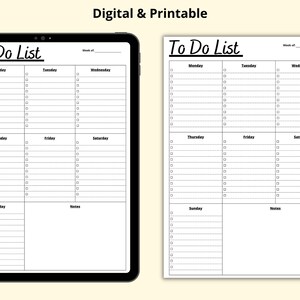Weekly to Do List, Weekly Checklist, Weekly Tasks List PDF, Blank ...